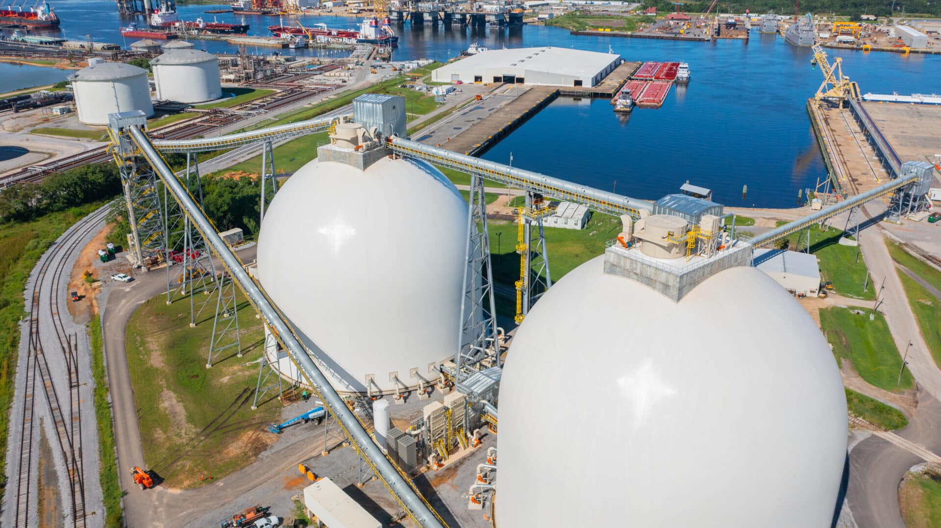 Two wood-pellet domes completed at Port of Pascagoula